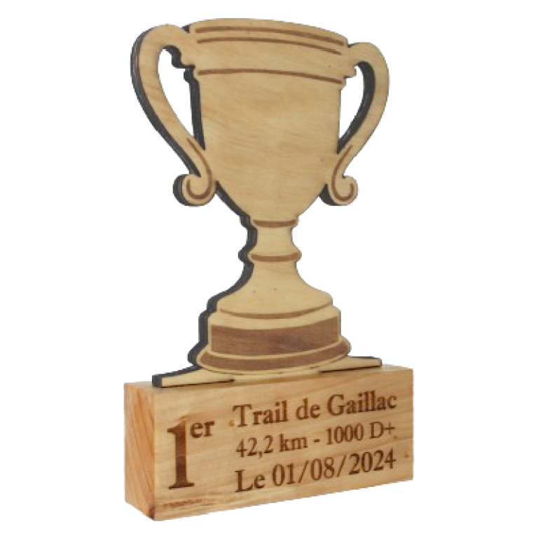 Trophée en bois à personnaliser toute discipline - coupe